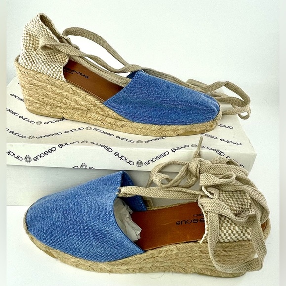 Andre Assous | Shoes | Nib Andre Assous Aztec Edith Blue Fabric Wedge ...